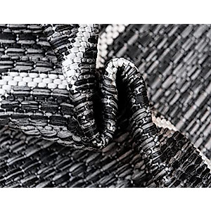 Unique Loom Outdoor Trellis Collection Area Rug - Links Trellis (5' 3" x 8' Rectangle, Charcoal/ Gray)