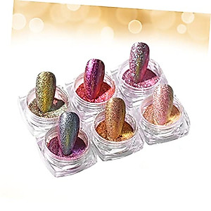 FOMIYES 6pcs 6 Nail Decorations for Nail Art Nail Accessories Kit De Manicura Nail Shining Sugar Effect Glitter Nail Glitter Powder Metallic Shining Flakes DIY Manicure Tools Acrylic Set