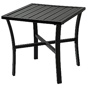 ZOTORUN Outdoor Steel Side Table End Table for Patio, Backyard, Pool, Indoor Companion, Easy Maintenance and Weather Resistant, Black