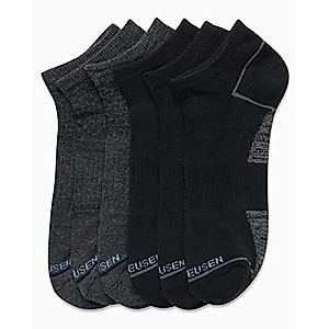 Van Heusen Men's Socks - Athletic Cushion Low Cut Ankle Socks (6 Pack), Size 6-12.5, Black/Grey Heather