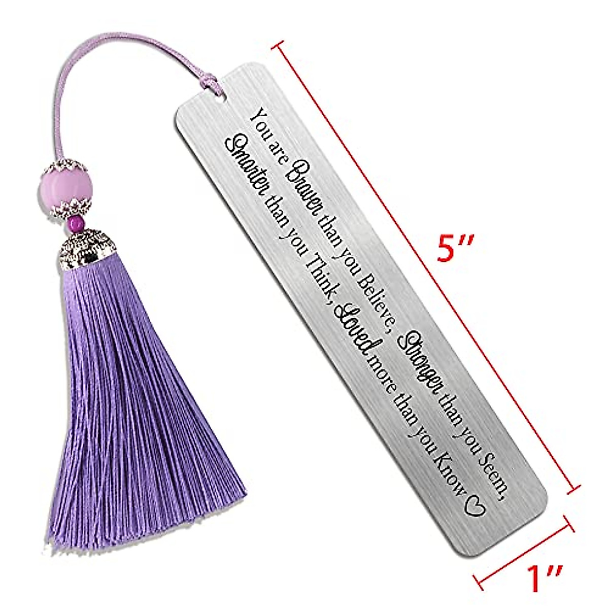 DYJYBMY You are Braver Than You Believe, Metal Engraved Bookmark, Teacher Gift, Book Club Gift for Women Men Friends, Inspirational Gifts for Women, Girls, Daughters