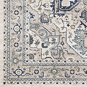 Canonsburg Traditional Persian Living Room Bedroom Area Rug - Bohemian Oriental Medallion Carpet - Blue, Grey, Beige, Brown - 7'10" x 10'2"