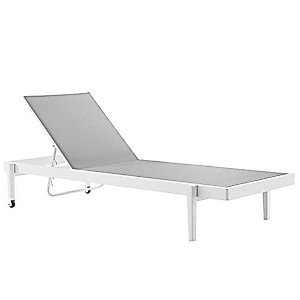 Modway Charleston Outdoor Patio Aluminum Metal Chaise Lounge Chair in White Gray