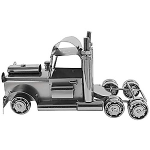 BRUBAKER Wine Bottle Holder 'Truck' - Table Top Metal Sculpture - with Greeting Card