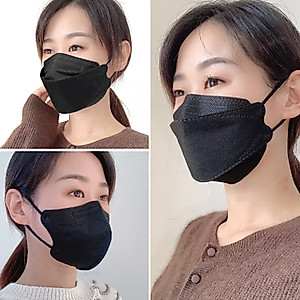 KF94 Mask (30 Pcs ) Black Disposable Face Masks 4-Ply Dust Mask Breathable for Adults Women Men Girls Boys Teen Youth (Black, 30 pack)