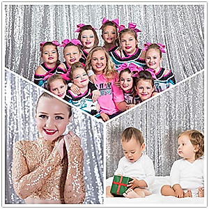 Eternal Beauty Sliver Sequin Wedding Backdrop Photography Background Party Curtain, 10Ft X 10Ft