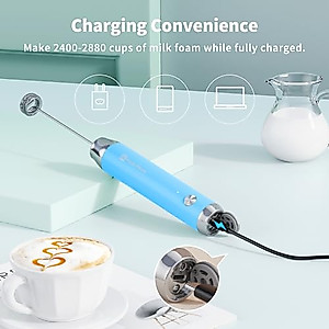 Maestri House Rechargeable Milk Frother with Stand, Handheld Electric Foam Maker Waterproof Detachable Stainless Steel Whisk Drink Mixer Foamer for Lattes, Cappuccino