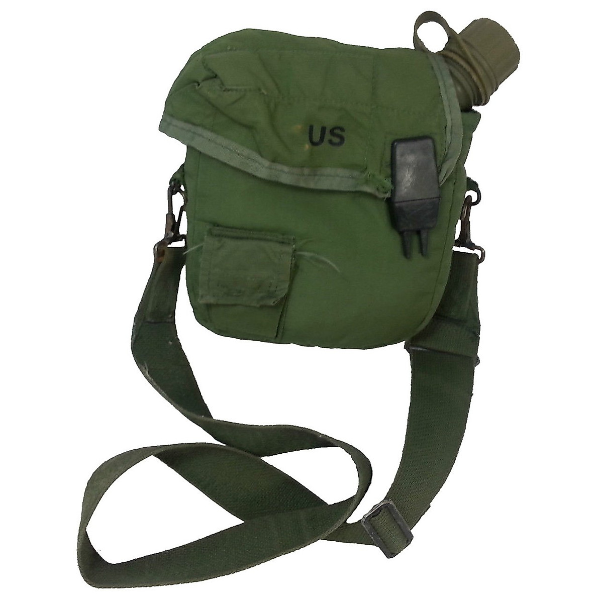 Military Outdoor Clothing New 2 Qt OD Canteen with Used 2 Qt OD Canteen Cover with Strap - K1025