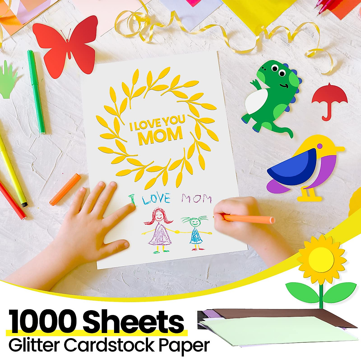 Sherr 1000 Sheets Construction Paper Bulk 12 x 9'' and 12 x 18'' Colored Printer Paper 70gsm Card Stock Craft Paper for Kids DIY Scrapbook Paint Office Printing Poster, 10 Colors