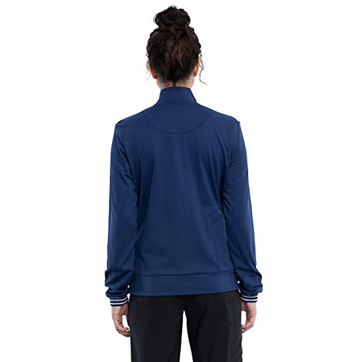 Cherokee iFlex Women's Zip Front Knit Scrub Jacket, CKK361, Navy, L
