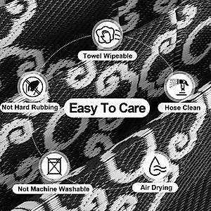 OutdoorLines Outdoor Reversible Rugs for Patio 4x6 ft - Outside Plastic Carpet, Stain & UV Resistant Portable RV Mat, Straw Rug for Camping, Backyard, Deck, Picnic, Porch Moroccan Flower Black & White