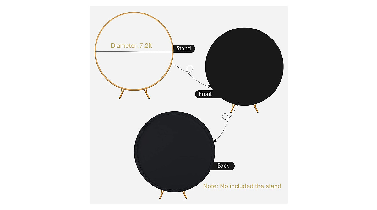 Wrinkle-Free 7.2ft Black Round Backdrop Cover for Events