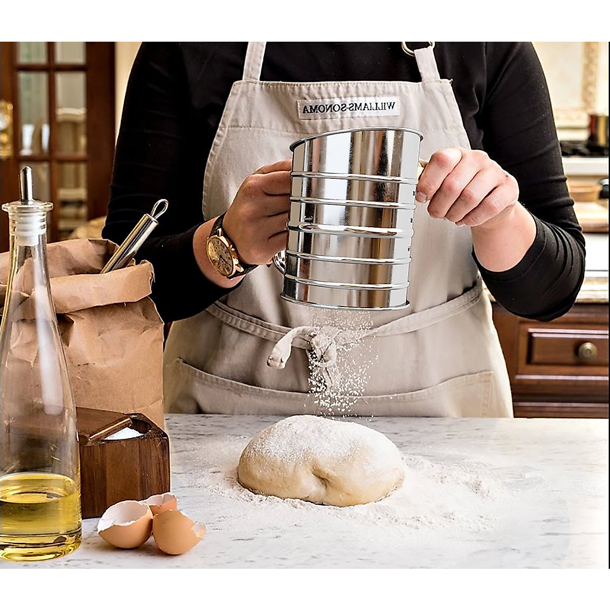 Stainless Steel Sifter Sieve Mesh Strainer for Flour Fruits Vegetables Cleaning Sifting Essential Kitchen Tools