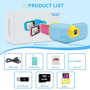 YTETCN Kids Camcorder - Kids Video Camera with 32 GB SD Card, 1080P HD Camera Digital Camcorder Toys for Kids Age 3-8, Birthday for 3 4 5 6 7 8 Years Old (Blue)