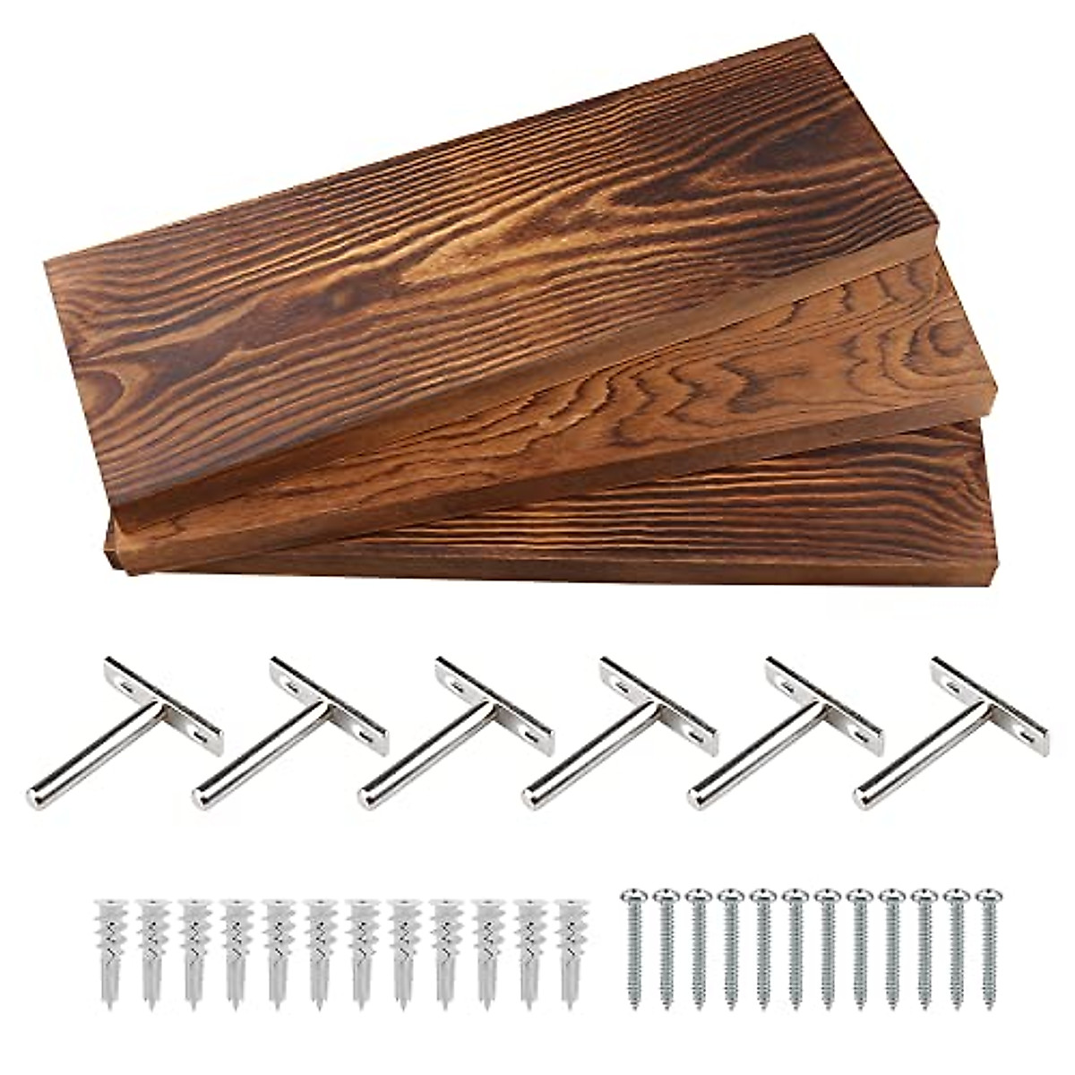 Kosiehouse Pine Solid Wood Floating Shelf, Wall Mounted Rustic Wall Shelves Display Ledge Storage Shelf for Kitchen, Bath, Dorm, Laundry