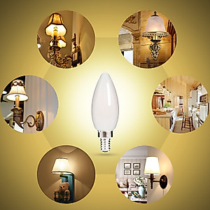 HOLA LED Candelabra Bulb, 40W Equivalent LED Chandelier Bulb, Dimmable LED Lamp Bulb E12 Base, Warm White 2700K LED Filament Bulb Milk White Glass, 4W 400 Lumens 360 Beam Angle, 6 Pack