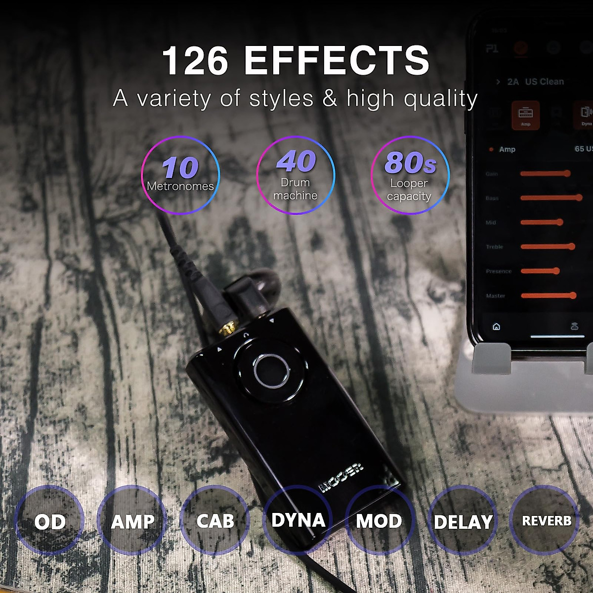 MOOER Prime P1 Guitar Multi-Effects Processor, Bass Guitar Pedals with Tuner, Amp, Metronome for Practice and Performance