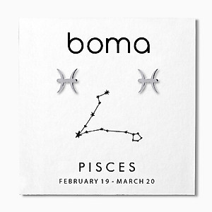 Boma Jewelry Sterling Silver Pisces Zodiac Sign Stud Earrings