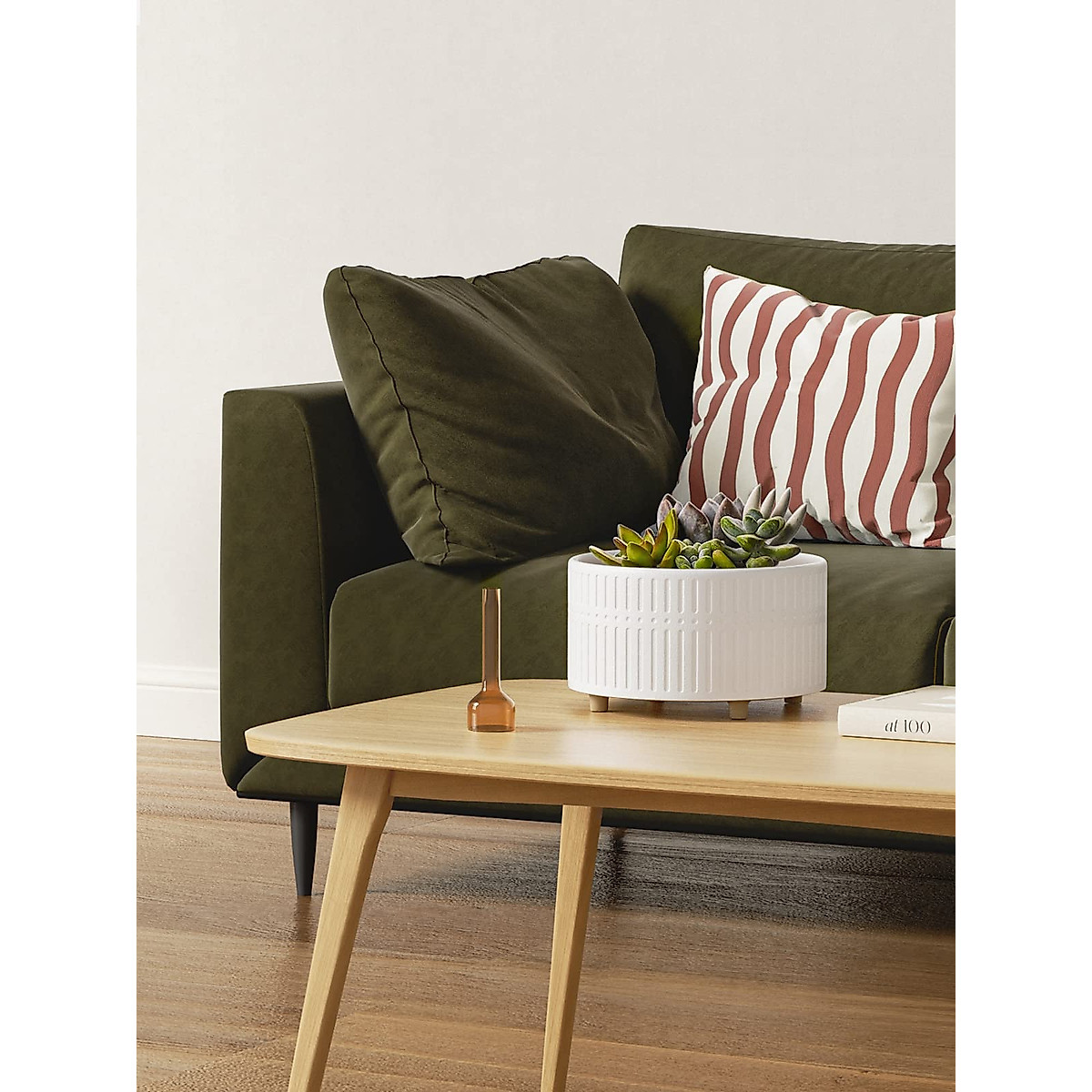 LE TAUCI Succulent Pots, 6.5+8 Inch Ceramic Indoor Plant Pot with Drainage Hole, Modern Round Decorative Flower Pot, Gifts for Mom, Set of 2, Matte White