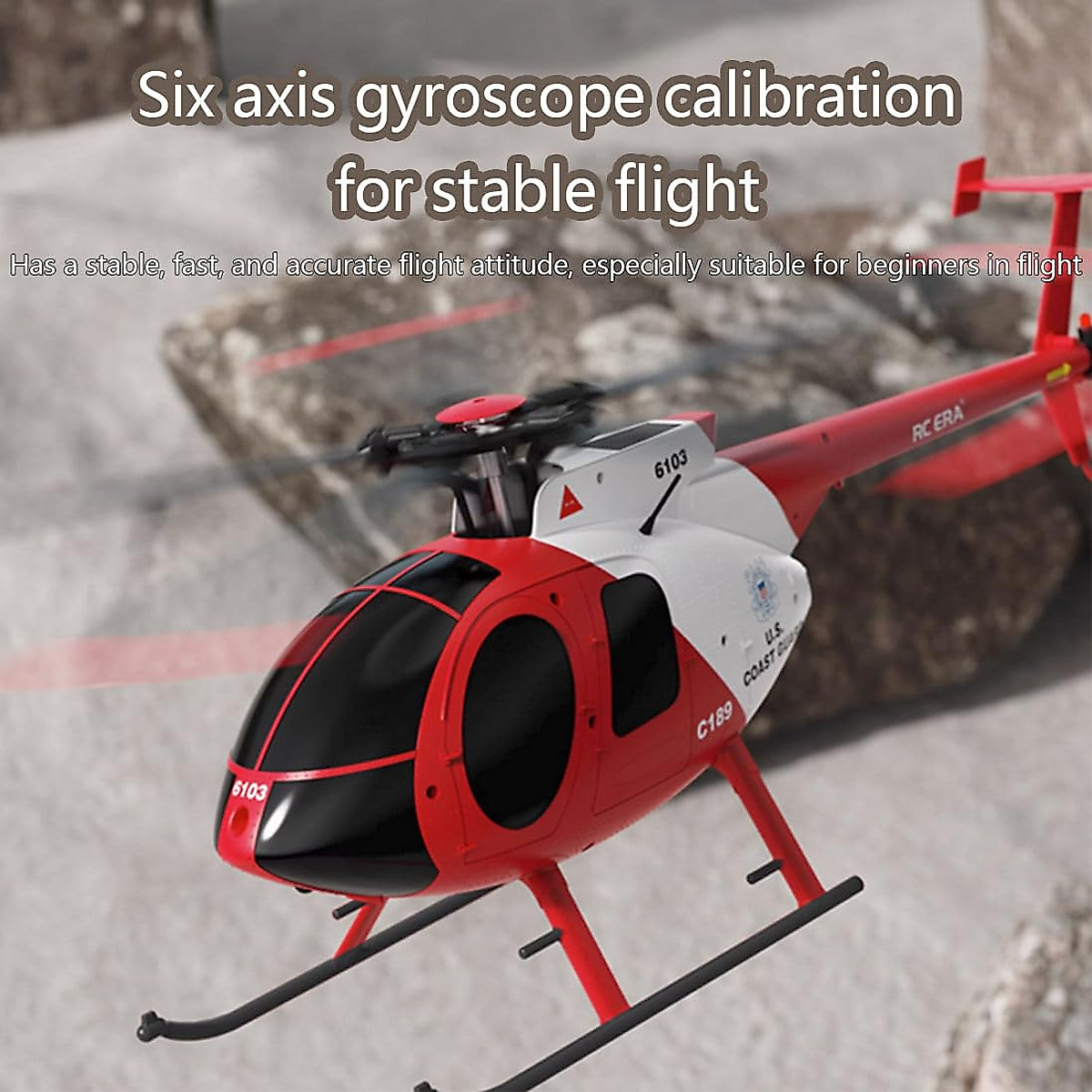 Newcomer MD500 C189 RC Helicopter, Aircraft Model 1/28 2.4G 4CH Single-Rotor Helicopter Model, Remote Helicopter Toys for Boys and Girls (RTF Version/Red and White)