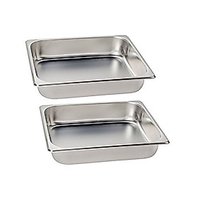 Premier Choice 2 Pack 1/2 Size Chafer Food Pan Stainless Steel Steam Table/Hotel Pan - 2 1/2" Deep