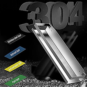 Bathroom Shower Stainless Steel Shelf SUS304 Self-Adhesive/Screws Drilling 11.8" Rectangular Storage Organizer Shelves Wall Mounted Bath Shower Shelf Brushed Finish for Bathroom, Washroom, Kitchen