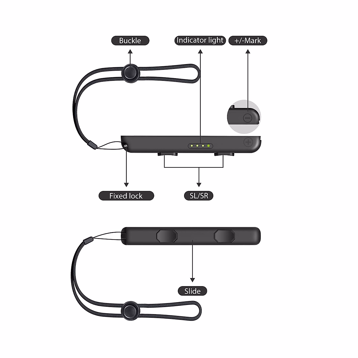 D.Gruoiza Strap Compatible with Switch Joycon Straps, Replacement for Wrist Straps 2 Pack Support Adjustable Tightness (Black)