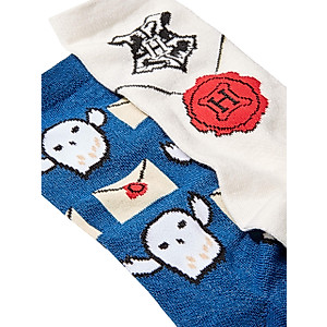 Harry Potter Hedwig Letter to Hogwarts Juniors/Womens Crew Socks 2 Pair Pack 4-10
