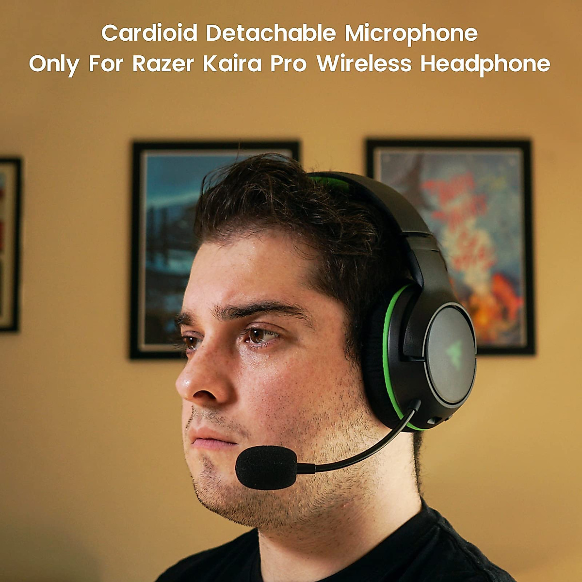 Kaira Pro Mic Replacement for Razer Kaira Pro Wireless Gaming Headset, 3.5mm Detachable Noise Cancelling Microphone Boom for Xbox One, PS4, PS5, PC Black