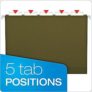 Pendaflex Extra Capacity Reinforced Hanging File Folders, 2", Letter Size, Standard green, 1/5 Cut, 25/BX (04152X2)