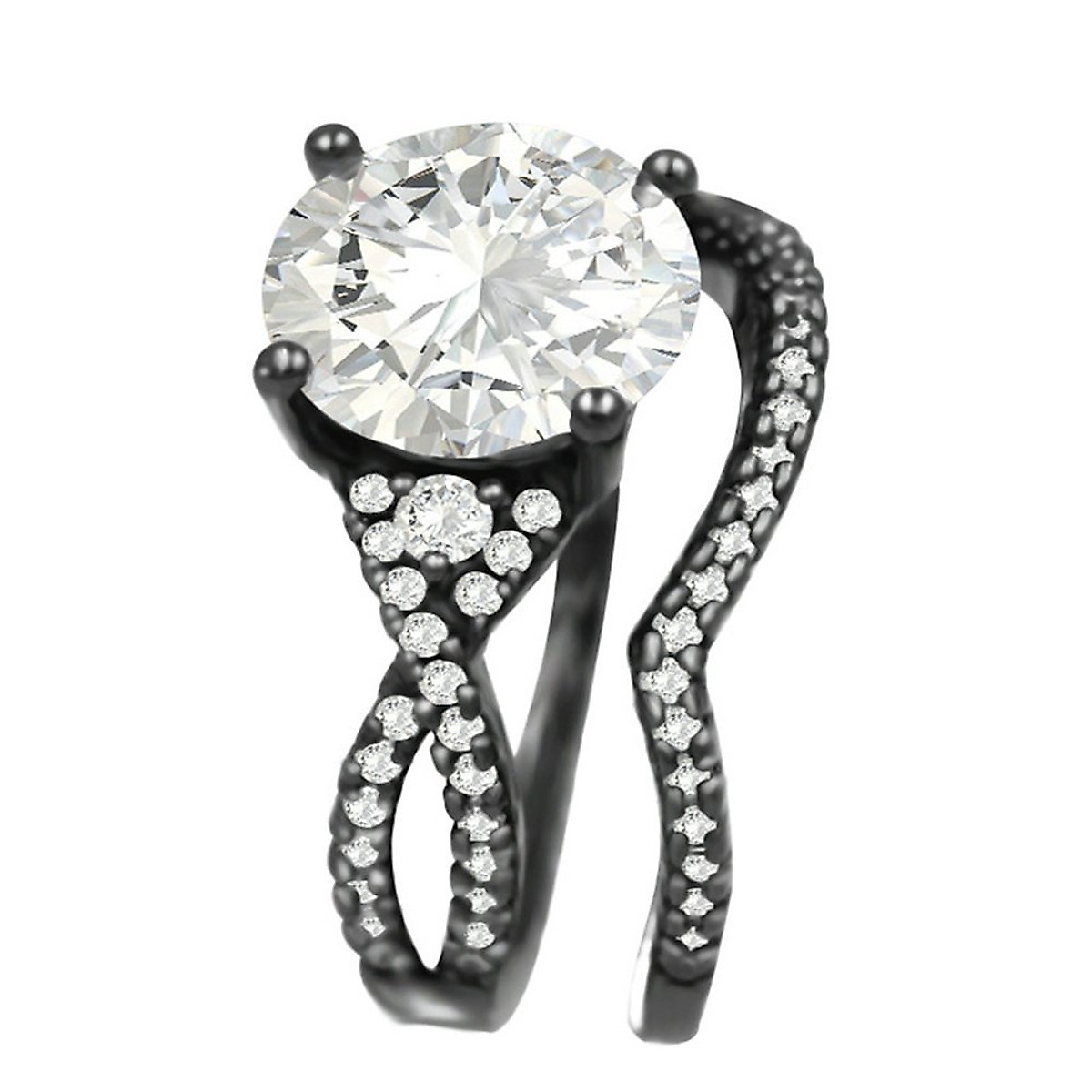 Uloveido Fashion Black Mystic Created Diamond Engagement Wedding Eangagement Promise Stackable Rings Set for Her Anniversary Size 8 Y171