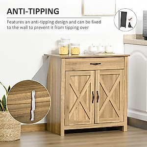 HOMCOM Sideboard, Natural Wood Effect