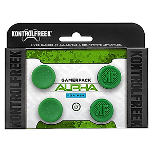 KontrolFreek GamerPack Alpha for PlayStation 4 (PS4) Controller | Performance Thumbsticks | 2 Low-Rise Concave, 2 Low-Rise | Green