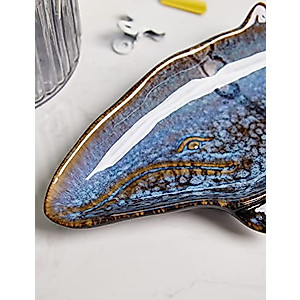 SEINHIJO Cearmic Candy Dish Cookie Plates Nuts Bowl Jewelry Tray Dolphin Gifts Sculpture Home Decor 11.5 inch