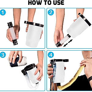 Portable Can or Bottle Cooler & Cup with 2 Detachable Expandable Hose and Bottle Opener Keychain,Hose Funnel Cup for Beverage Drink, Built for Party Bottle Bottle Drinking Funnel (White)
