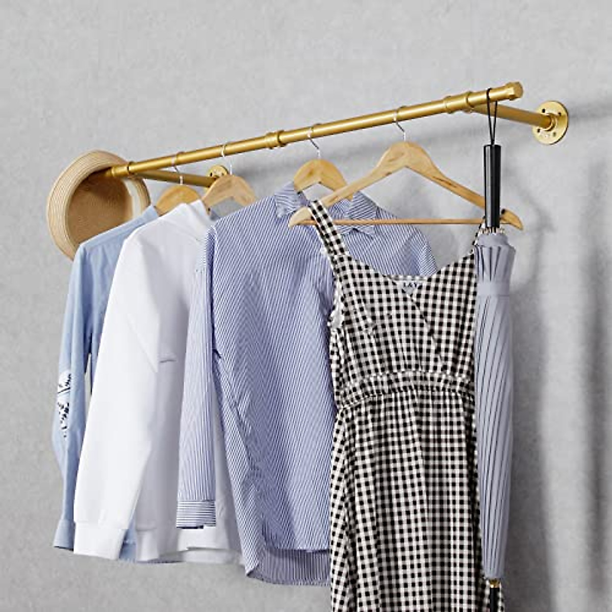 RZGY Clothes Rack Wall Mount, 47.2''L Clothing Bar for Wall, Industrial Pipe Clothes Rod, Heavy Duty Hanging Clothes Rack Detachable Garment Bar, Multi-Purpose Hanging Rod for Closet