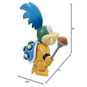 Super Mario Action Figure 4 Inch Larry Koopa Collectible Toy with Wand Accessory