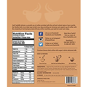 Cafe Tastlé Single Serve Vanilla Latte Coffee, 10 Count