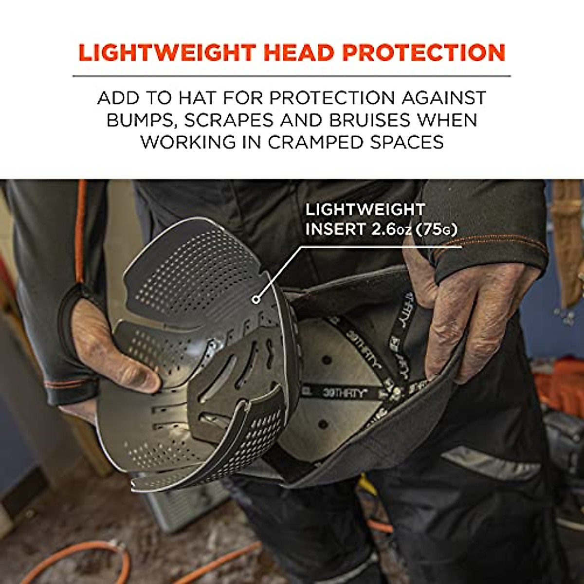 Ergodyne Skullerz 8945F(x) Universal Bump Cap Insert with Extra Venting, Fits Into Any Baseball Hat, Charcoal