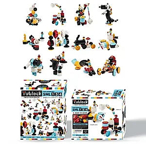 Tublock Challenger Set (SML 154 Pieces) | Creative & Educational Brick Building Toys for Girls & Boys | Easy to Connect Building Bricks Set | Innovative Curved Bricks for Building with Movable Pieces