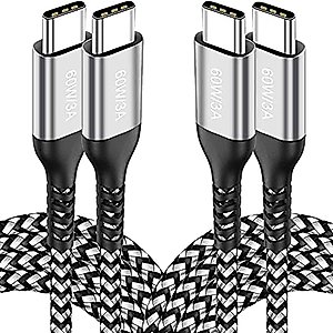 USB-C to USB-C Cable 60W[2Pack 10FT],Grtoeud Type-C Fast Charging Cord for Apple MacBook Air 13”,iMac,iPad Pro/Air,Samsung Galaxy S22 S21 Note 20,iPad Air 5,Sony PS5,Pixel 6 Pro/4a,Laptop(Black White)