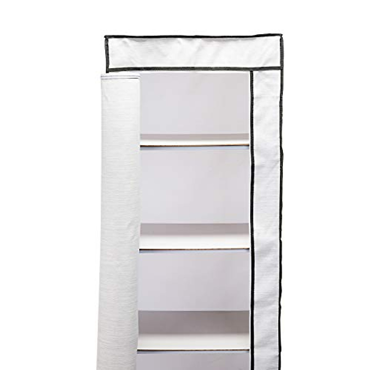 Organize It All 5 Tier Portable Wardrobe Storage Closet Tower | Dimensions: 20" x 12" x 65" | 5 Tier | Space Saving | Durable | Closet Accessories | Grey