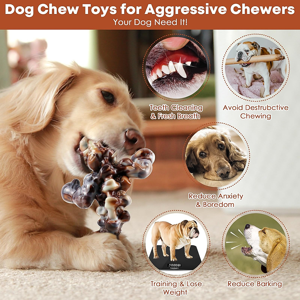 WOWBALA Large Aggressive Indestructible Chew: Dog Toys for Aggressive Chewers - Dog Toys for Large Dogs - Dog Chew Toys for Aggressive Chewers -Tough Dog Toys for Large - Medium-Super Chewer Dogs