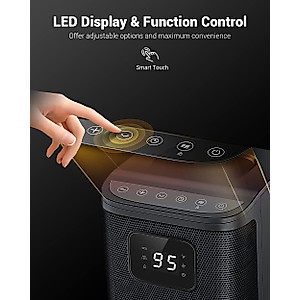 KopBeau Space Heater for Indoor Use, 1500W Electric Portable Tower w/Thermostat & Timer, Oscillating Ceramic Room Heater with 4 Modes, LED Display, Safe for Office, Home, Bedroom,