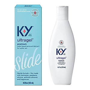 K-Y Ultragel Premium Water-Based Body Friendly Formula 4.5 Fl Oz. Personal Lubricant for Wetter Sex for Men, Women and Couples & Safe to Use with Silicone Toys (4 Pack)