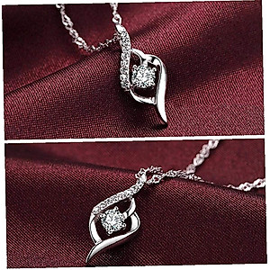 U-M Ladies Necklace Silver Diamond Women Necklace 925 Sterling Silver Statement Crystal Pendant C for Women Fashion Jewelry Accessories Useful
