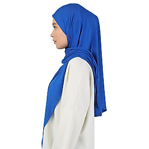 Prien Zippered Instant Hijab For Women, Muslim Prayer Scarf, Long Turban Girls, Abaya, Jersey Islamic Dress Undercap Khimar (Saxe Blue)