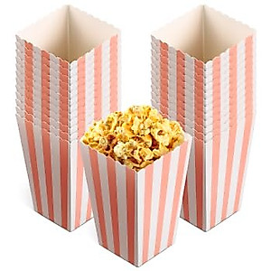 48 Pcs Popcorn Cups Paper Pink Popcorn Boxes French Fry Cups Snack Holders Paper Treat Bags for Birthday Party