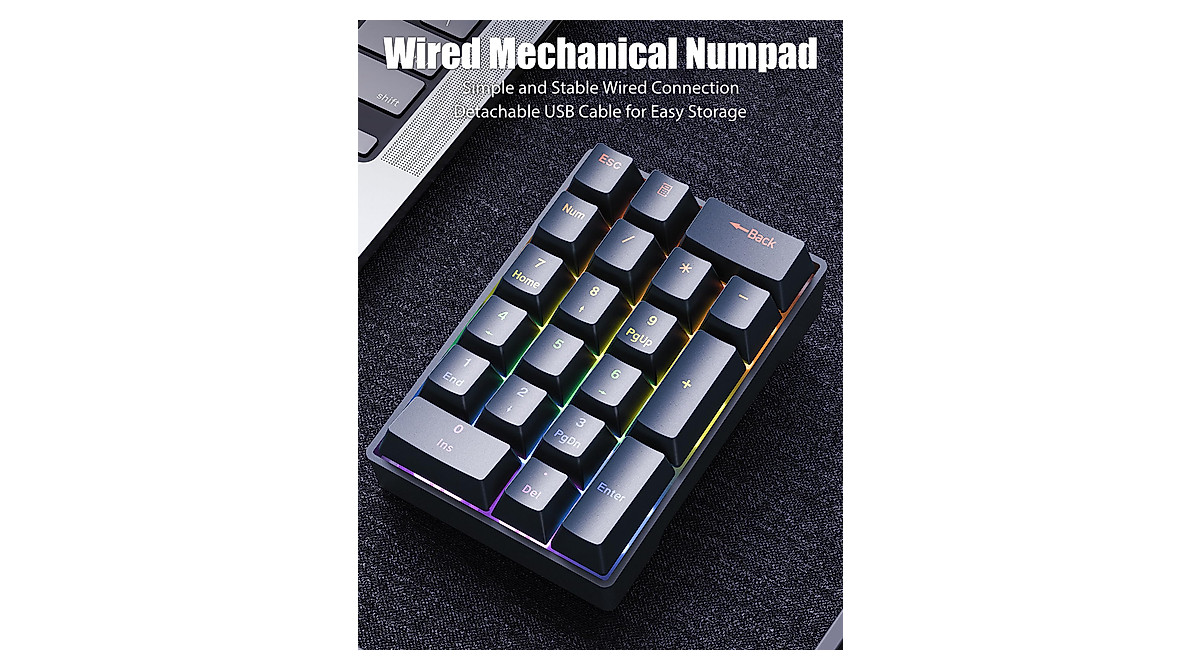 TISHLED Wired Mechanical Numpad | Brown Switches, RGB Backlit