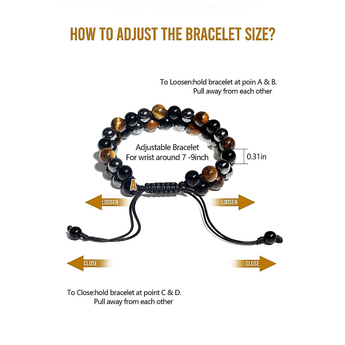 Mlooog Triple Protection Bracelet Energy Obsidian Men's beaded bracelet-tiger's eye lady's double-layered hand protection bracelet brings good luck and wealth